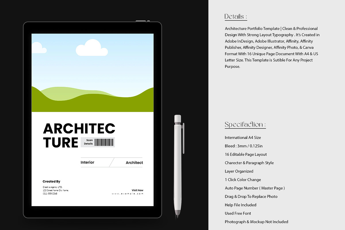 Architecture Portfolio Template, a Brochure Template by Spark_Creative
