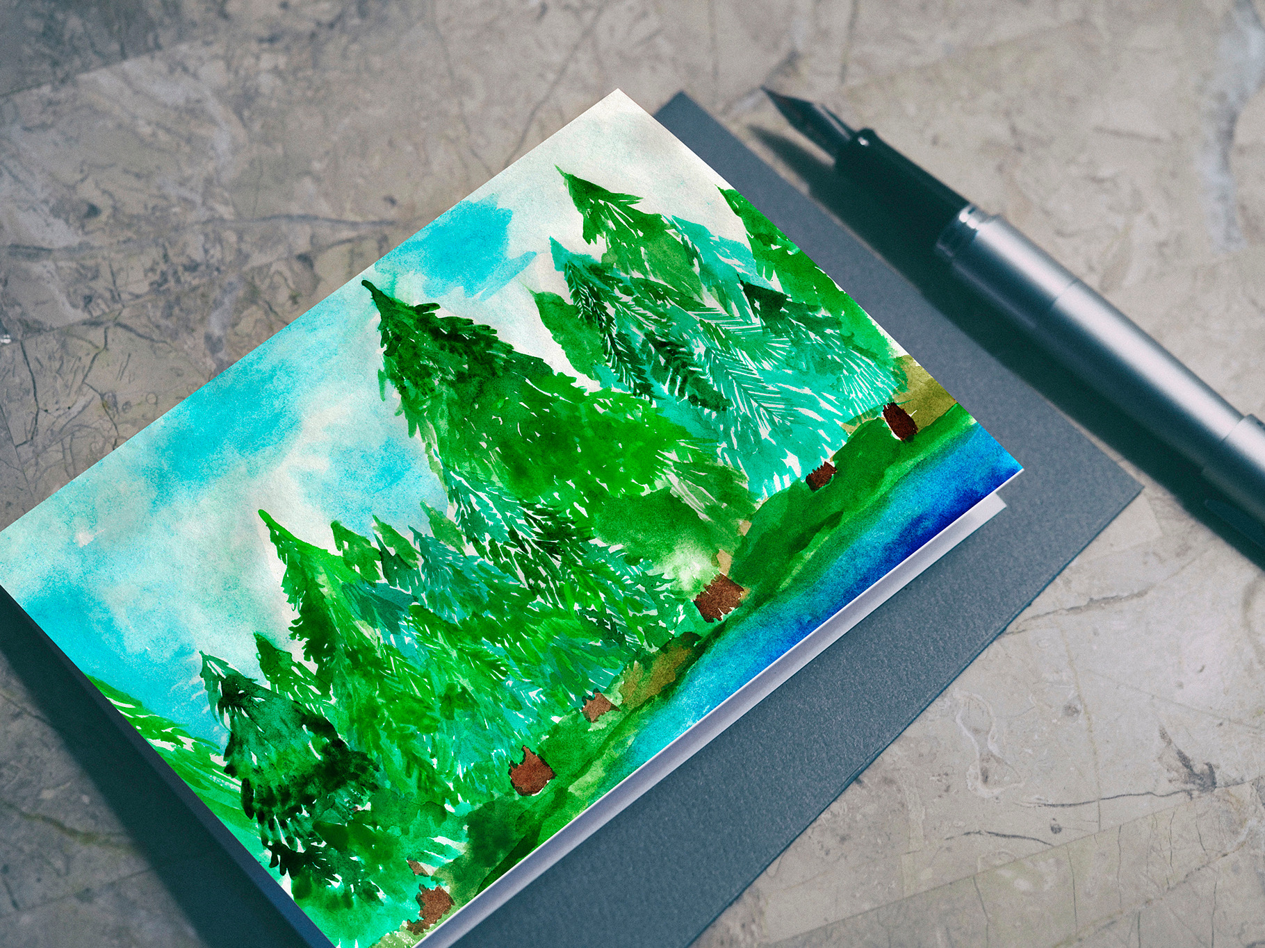 Spring watercolor landscape, a Decorative Illustration by pictures for you