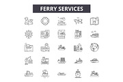 Ferry services line icons for web, a Transportation Illustration by ...