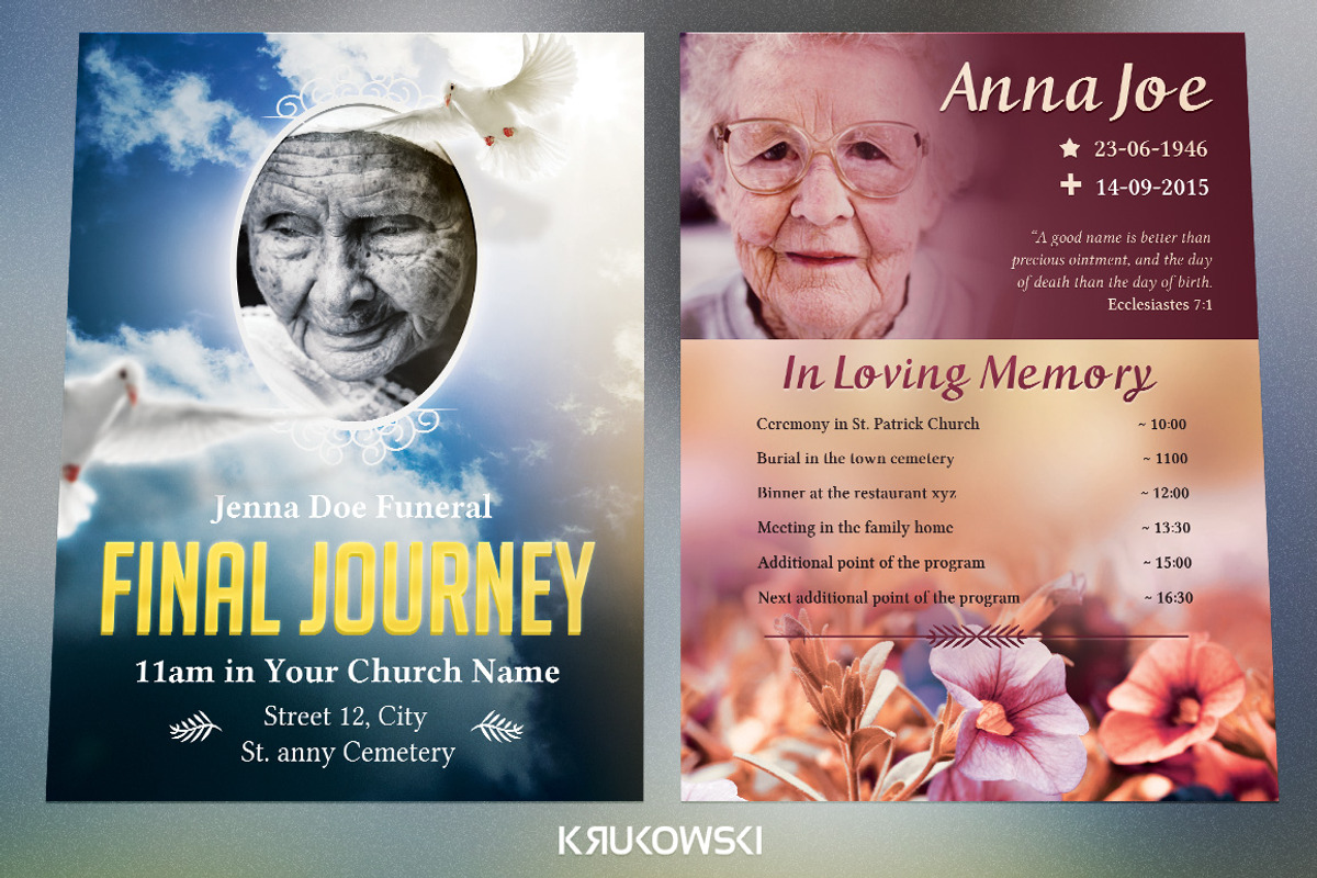 Funeral Flyers Bundle, a Flyer Template by Krukowski Graphics