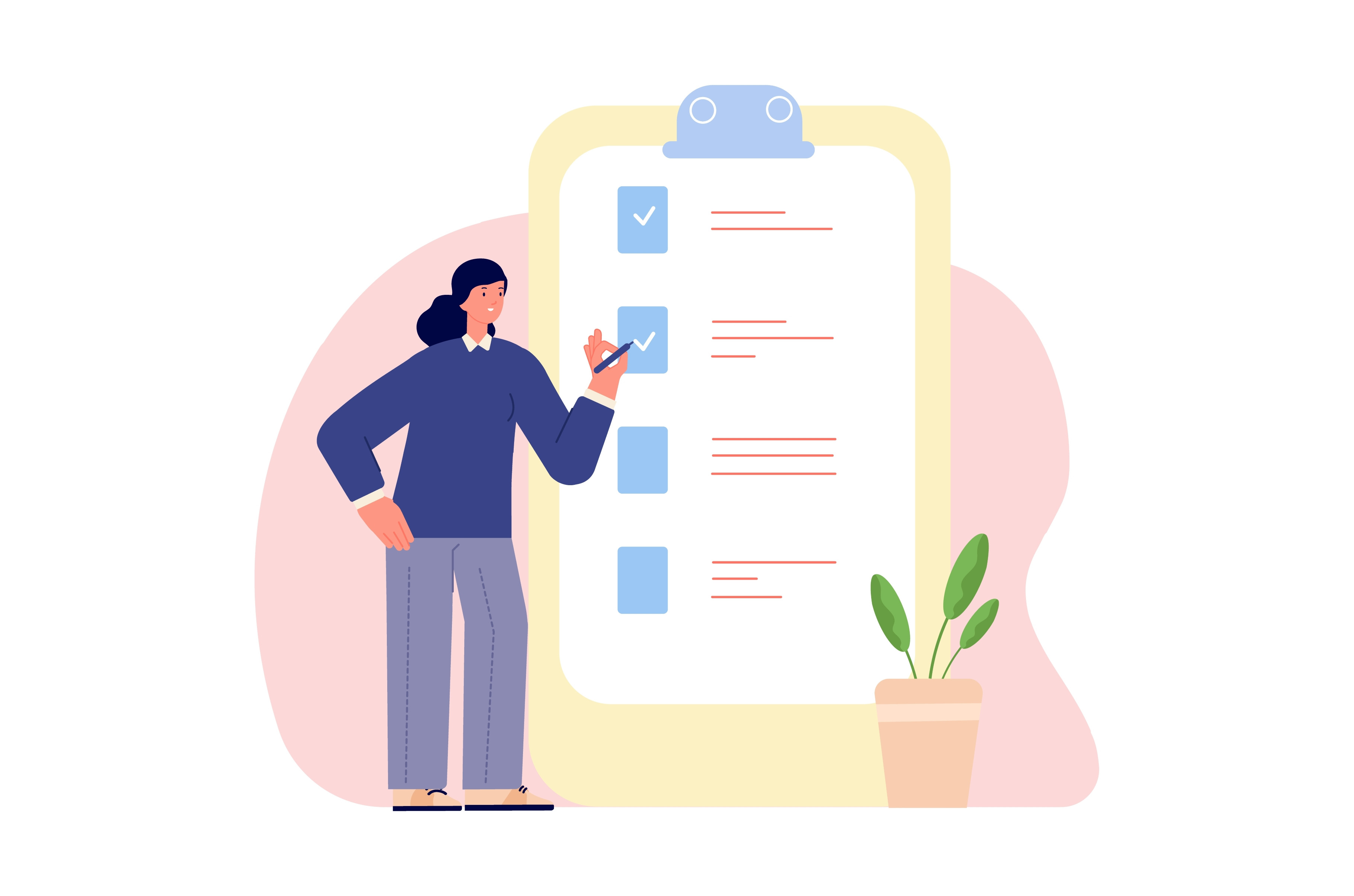 Woman and checklist. Successful time, a Graphic by Valerie Bodnar
