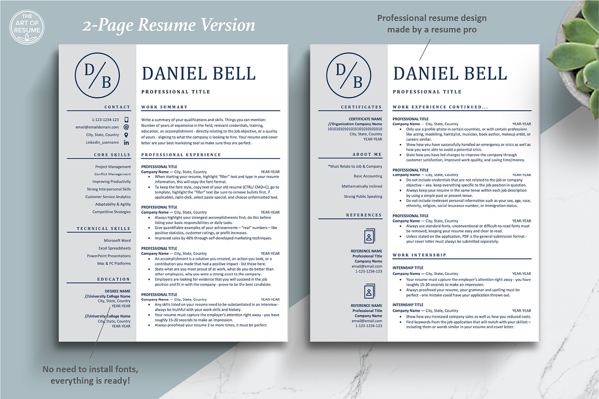 Professional Resume Template Designs, a Resume Template by The Art of ...