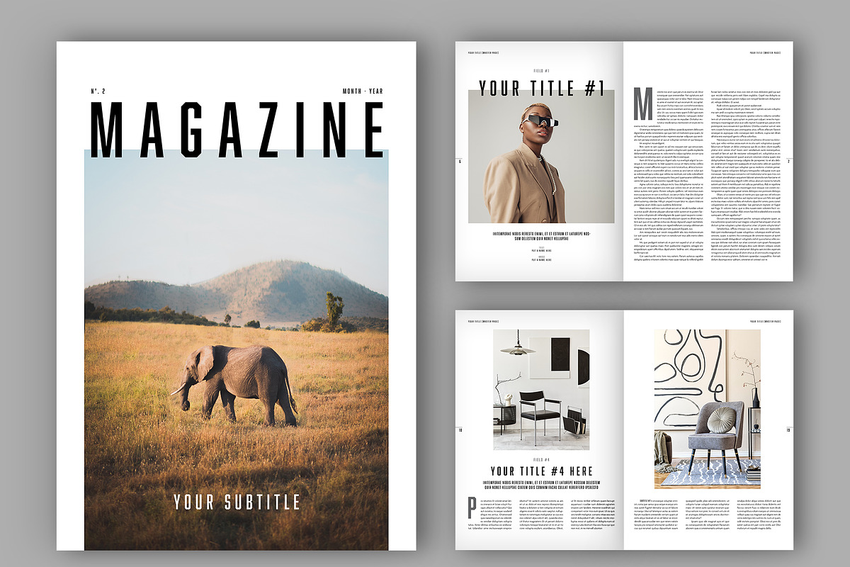 Modern Magazine Layout (A4+US), a Magazine Template by tomsarraipodesign