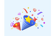 3D two Party popper | Object Illustrations ~ Creative Market