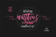 Matthews, a Script Font by Barkah