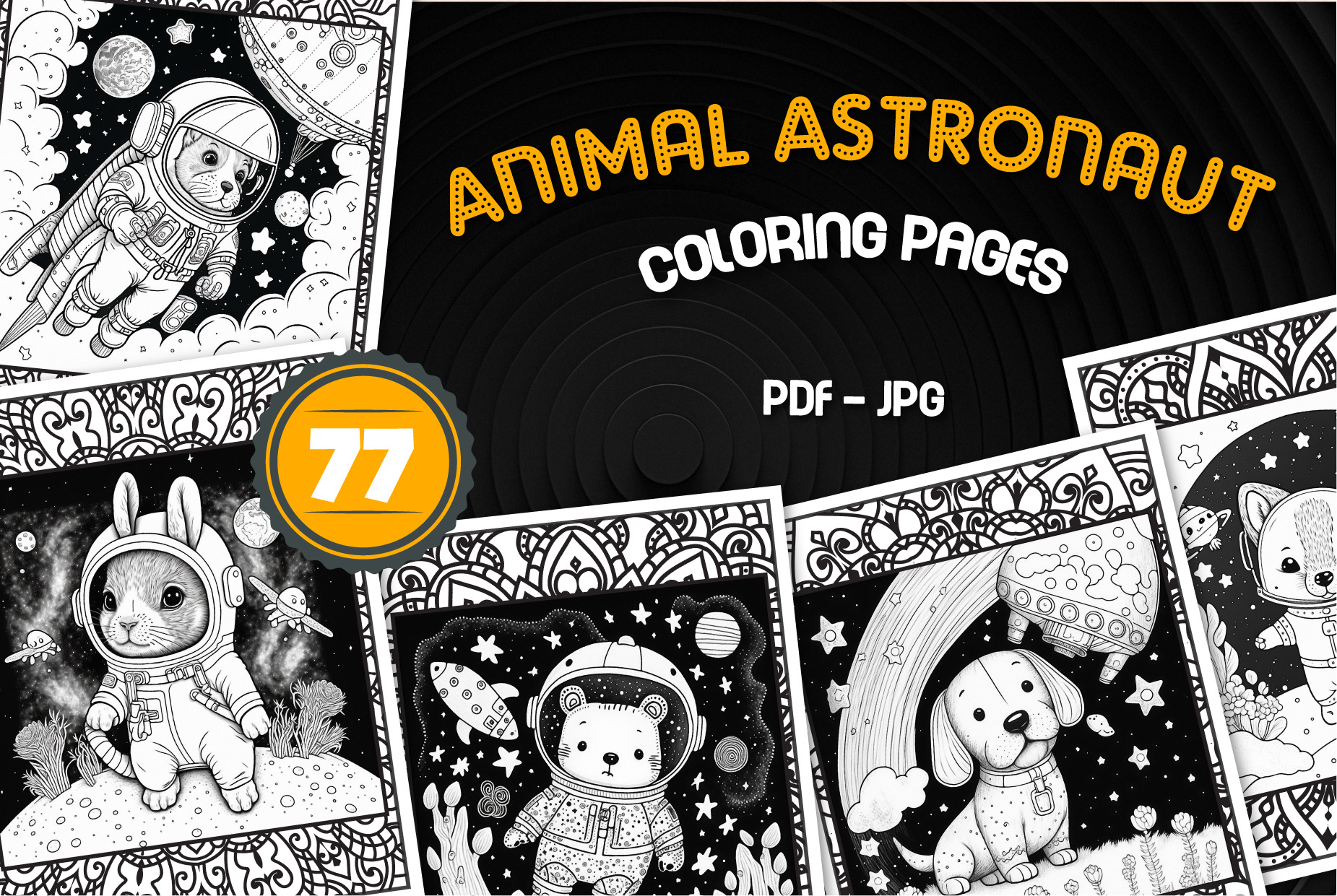 77 Animal Astronaut Coloring Pages, an Animal Illustration by Blue ...