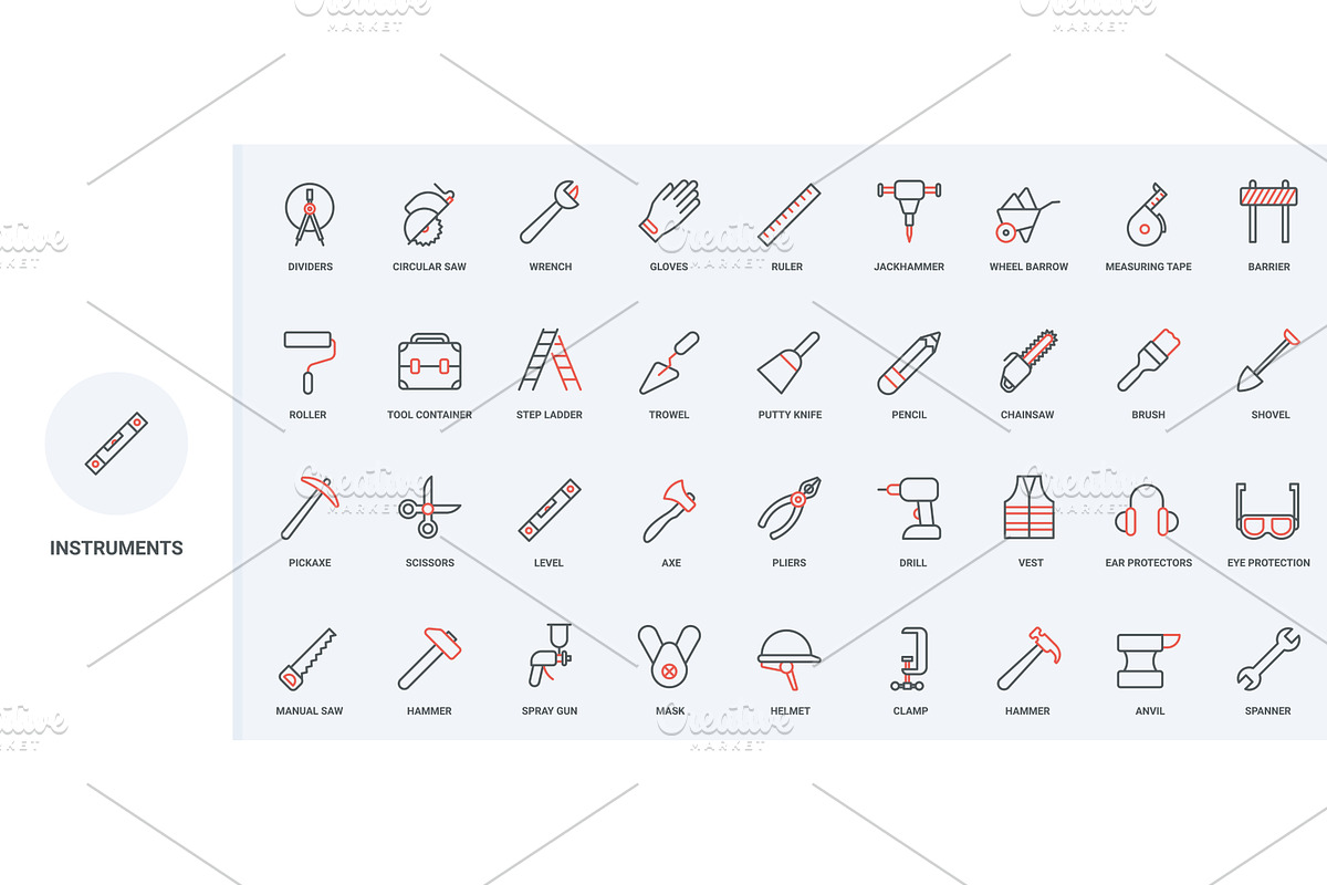 Tools equipment work labor icons, an Object Illustration by Lemberg Vector