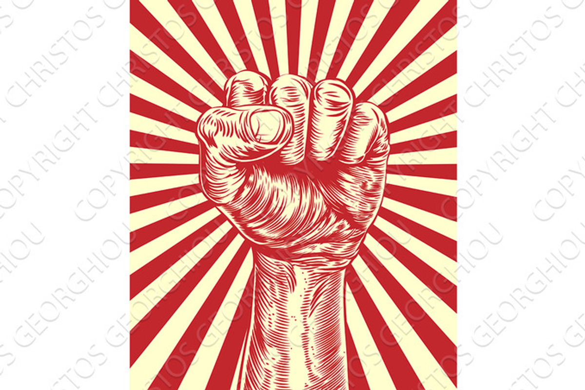 Revolution fist propaganda poster, an Illustration by Christos Georghiou