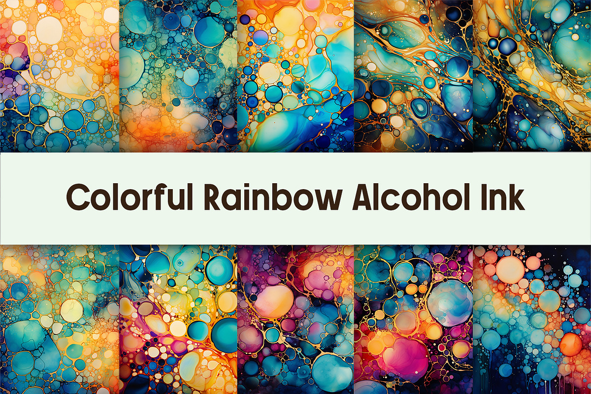 Colorful Rainbow Alcohol Ink, a Background Graphic by AdriOP