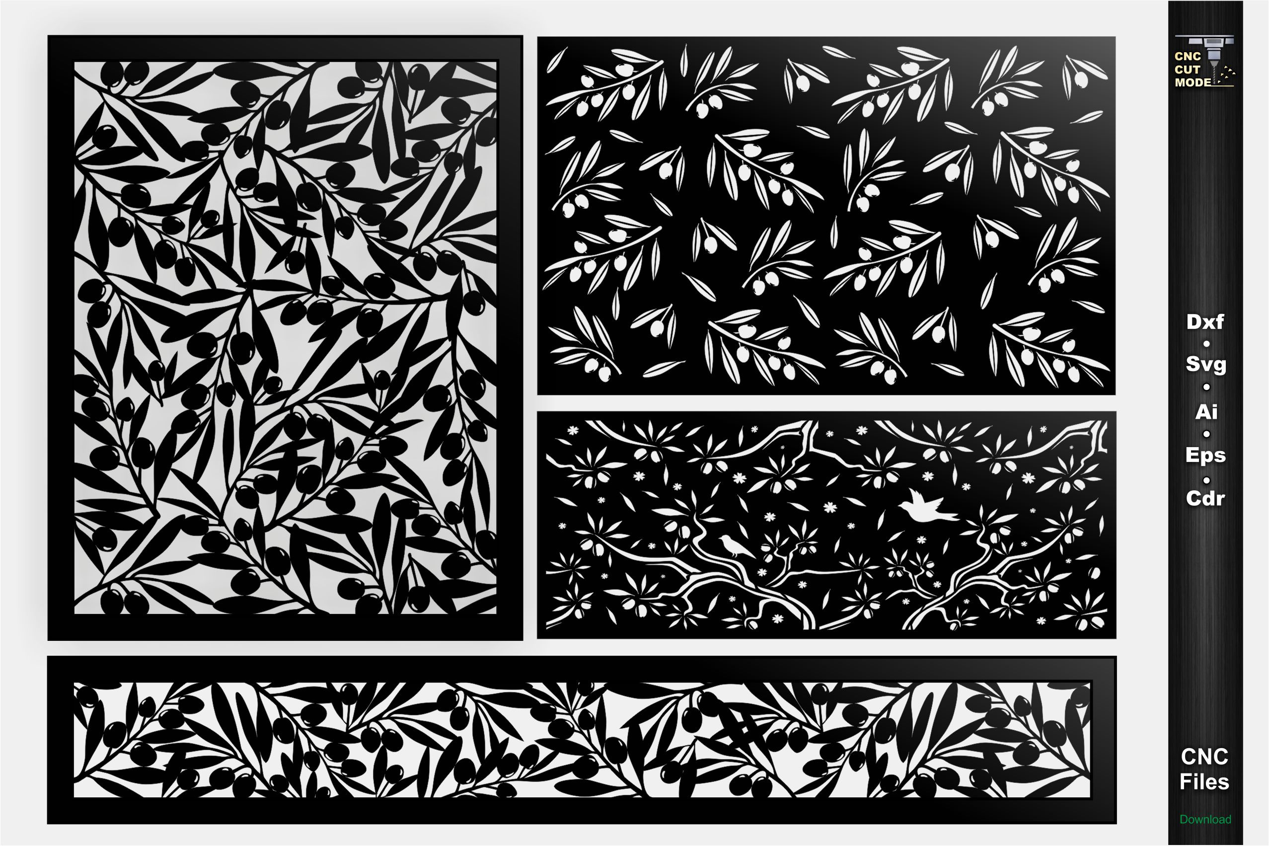 Decorative panels olive branches, a Graphic by CncCutModel
