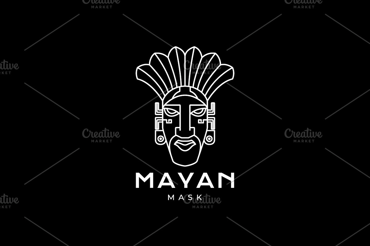 mayan mask logo design vector
