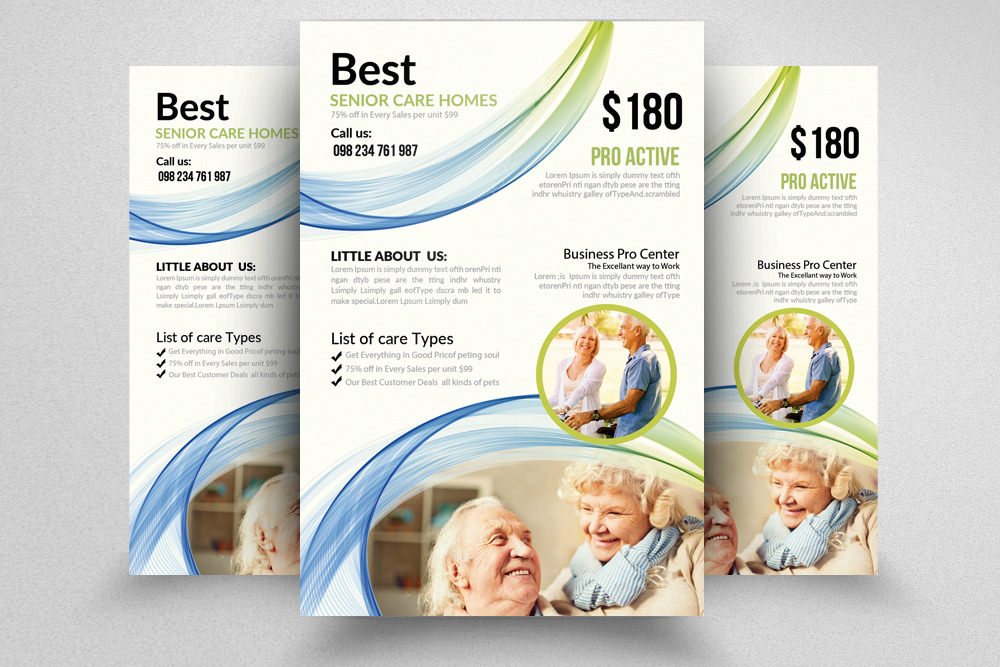 Senior Care Center Flyers, a Flyer Template by Psd Templates