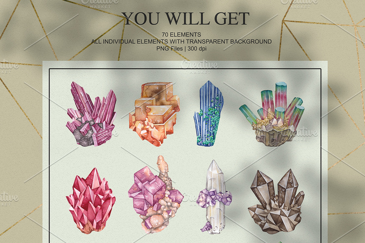 Minerals Watercolor, an Illustration by Soir Creative