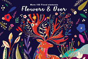 Flowers and Deer | Animal Illustrations ~ Creative Market
