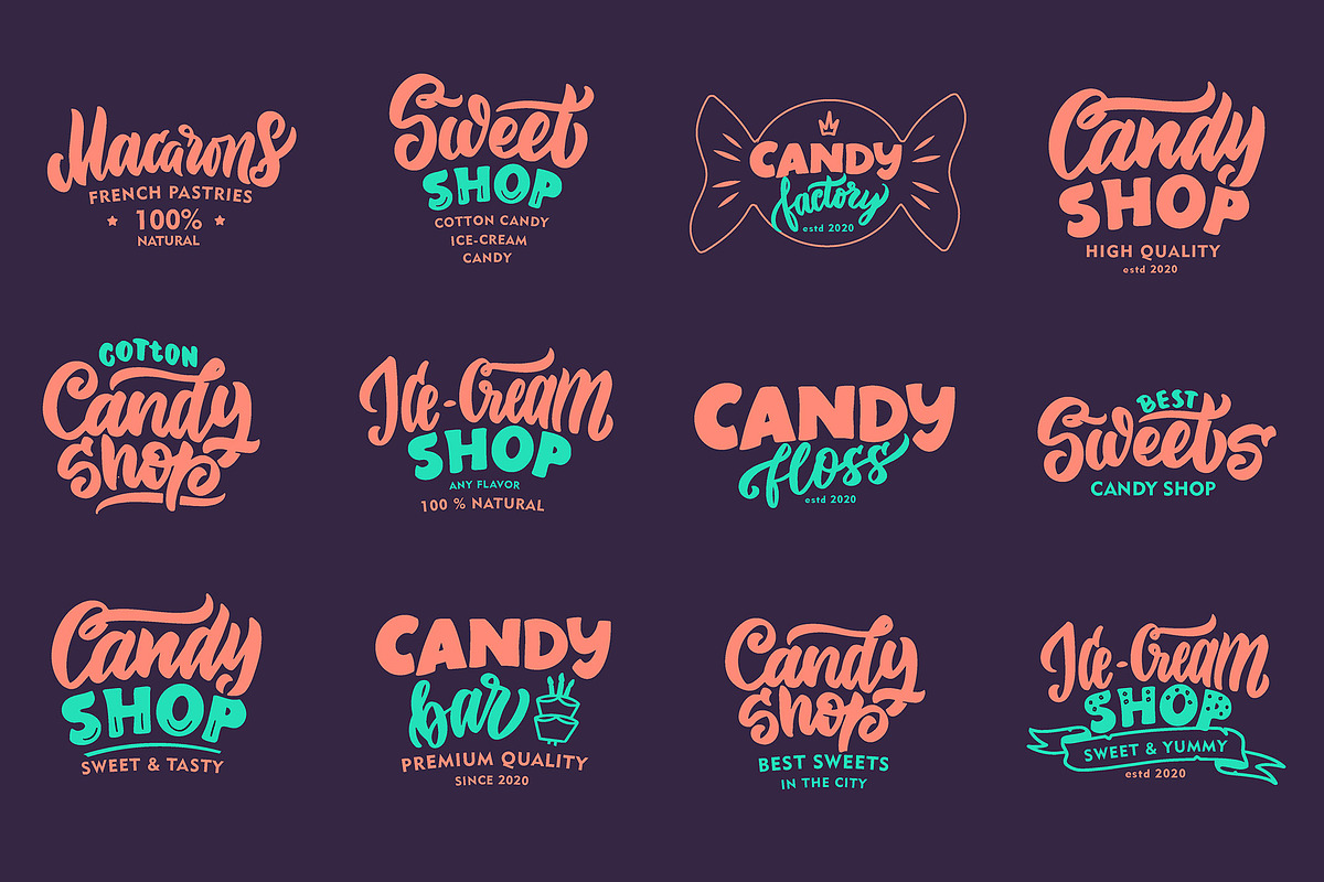 Sweet logos set, a Branding & Logo Template by Lettering_Logo