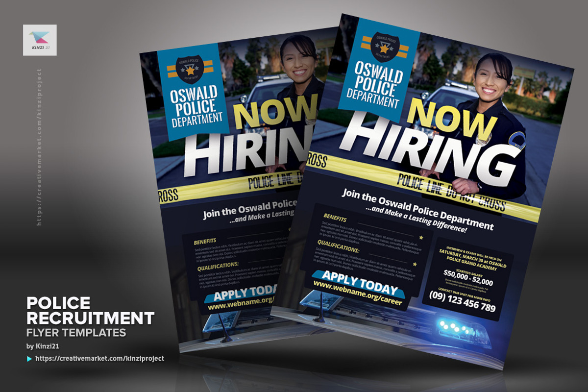 Police Recruitment Flyer Templates, a Flyer Template by kinzi21