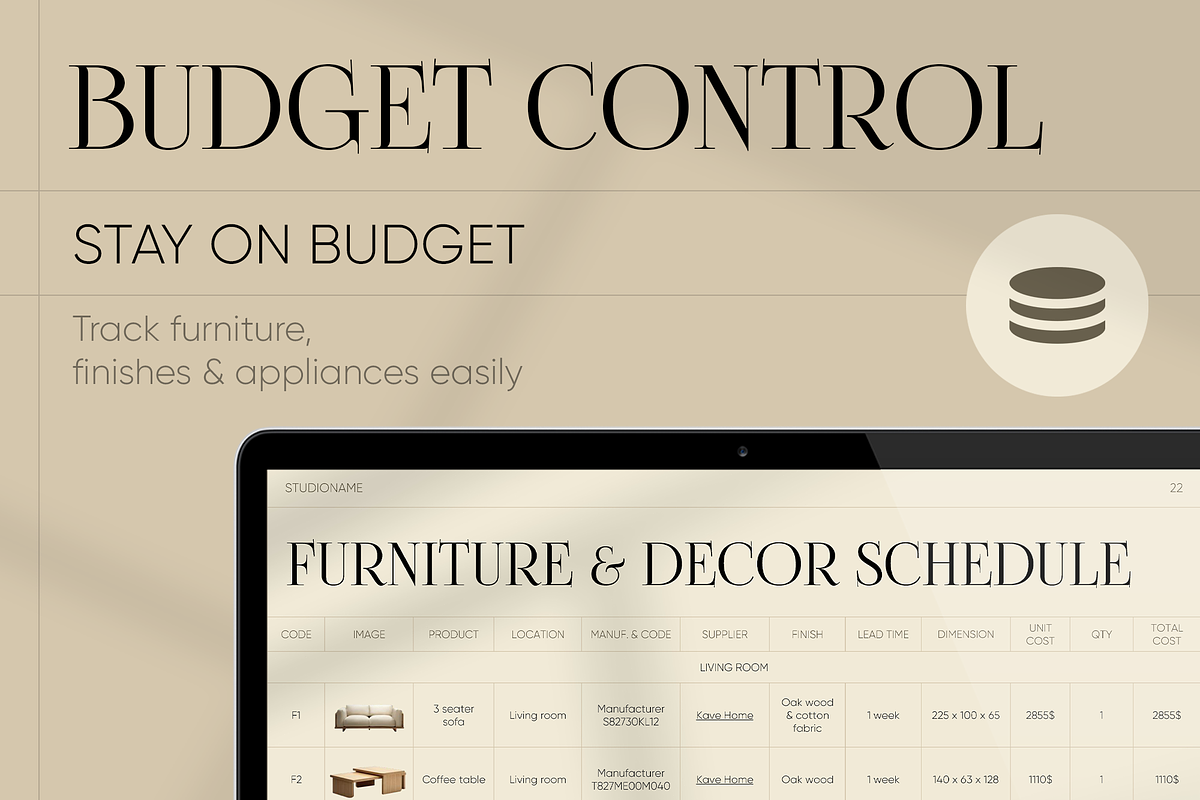 F&E Schedule Interior Template, a Presentation Template by Trendingdigital