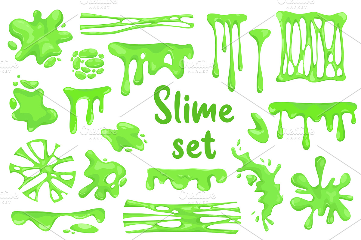 Green slime isolated elements set, an Object Graphic by Dessign Sells