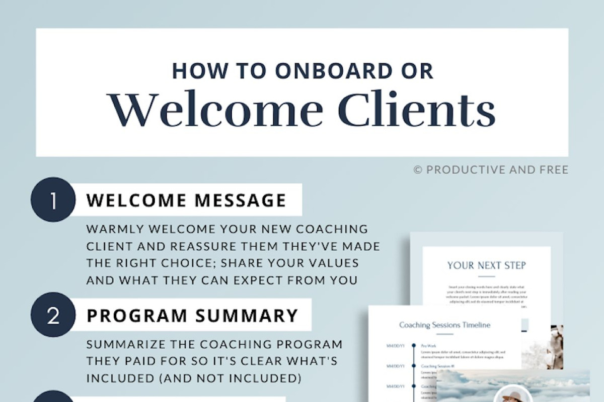 Coaching Client Welcome Packet, a Magazine Template by ProductiveandFree