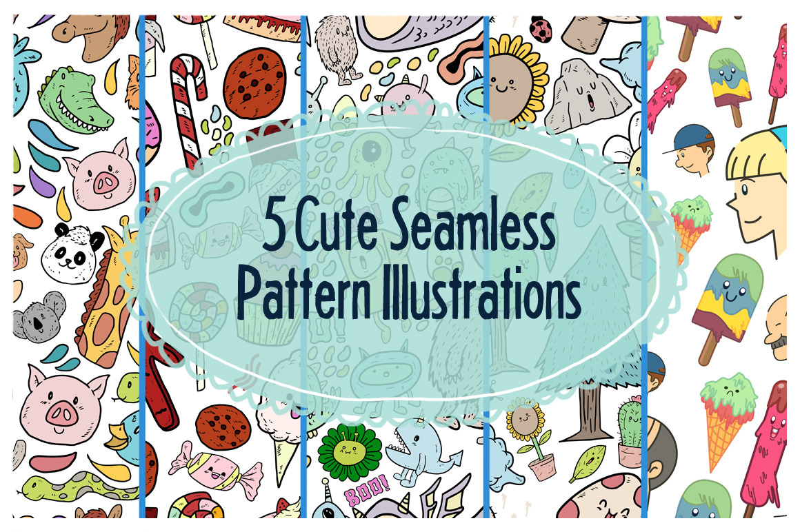 5 Cute Seamless Pattern Illustration, a Pattern Graphic by PaperCup