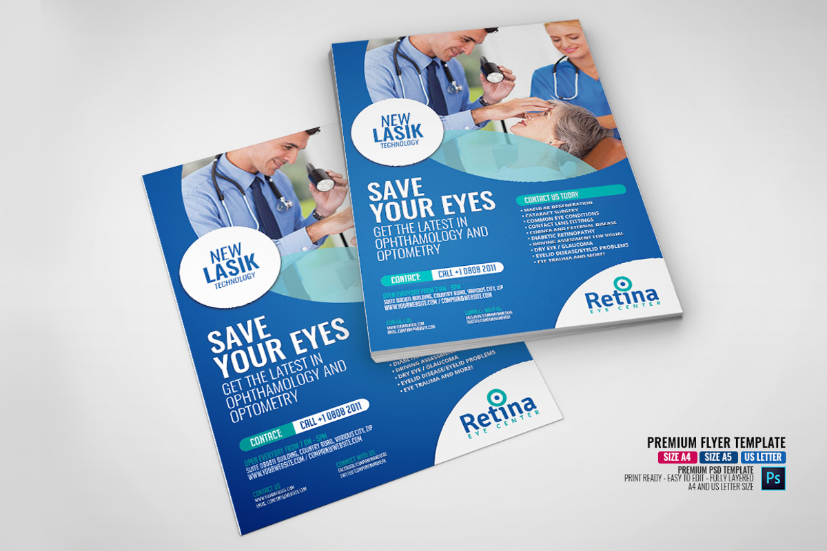 Optometry Services Flyer, a Flyer Template by PSDPixel