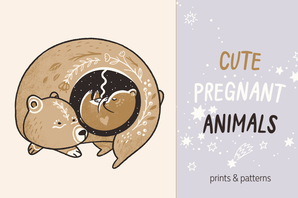 Cute pregnant animals, an Animal Illustration by PenguinHouse