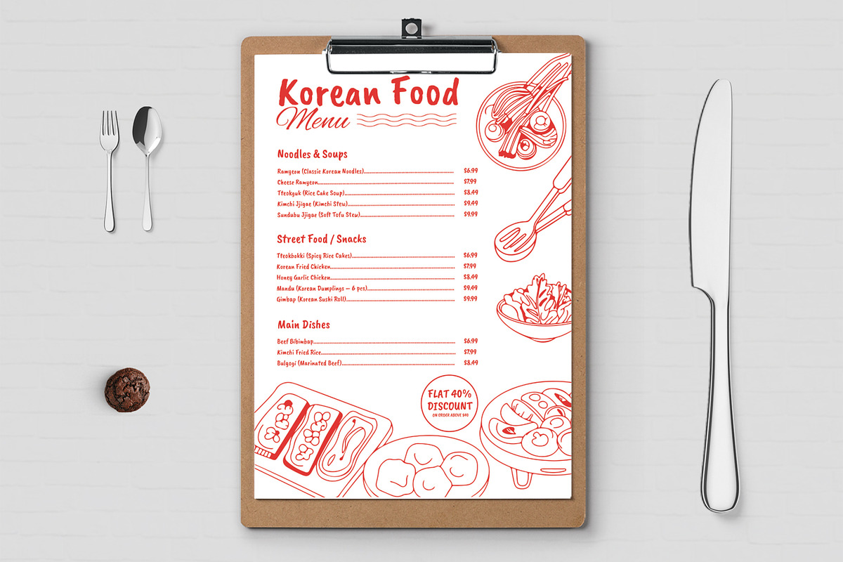 Korean Food Menu