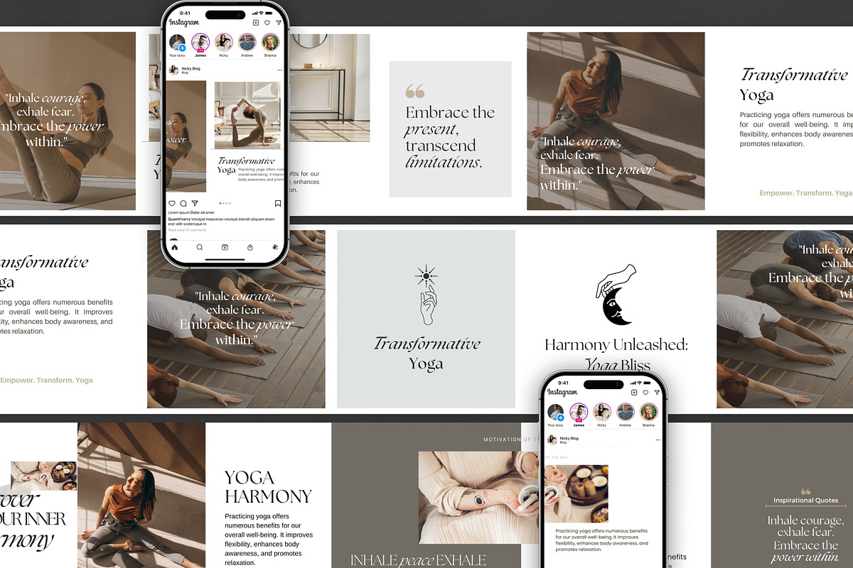 Yoga Instagram Carousel Template, a Social Media Template by ...