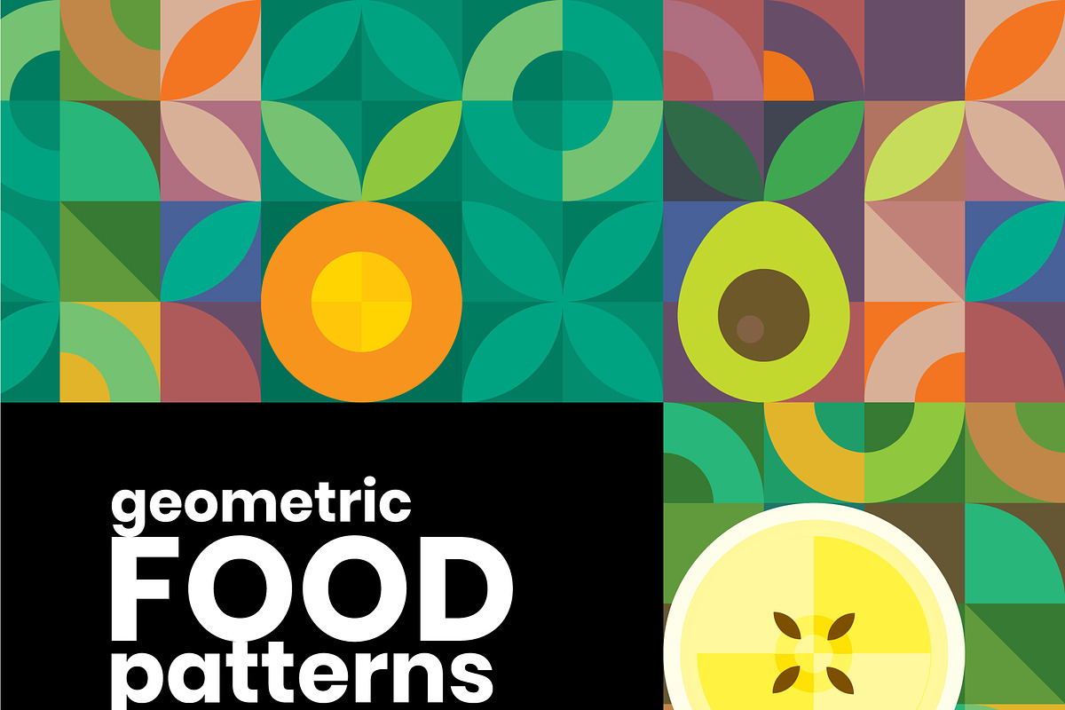 Geometric food patterns, a Pattern Graphic by sunetharts