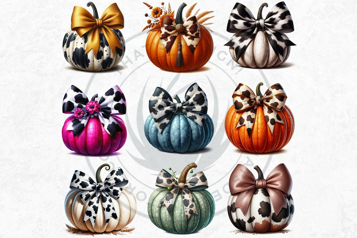 Fall Western coquette bow pumpkins PNG
