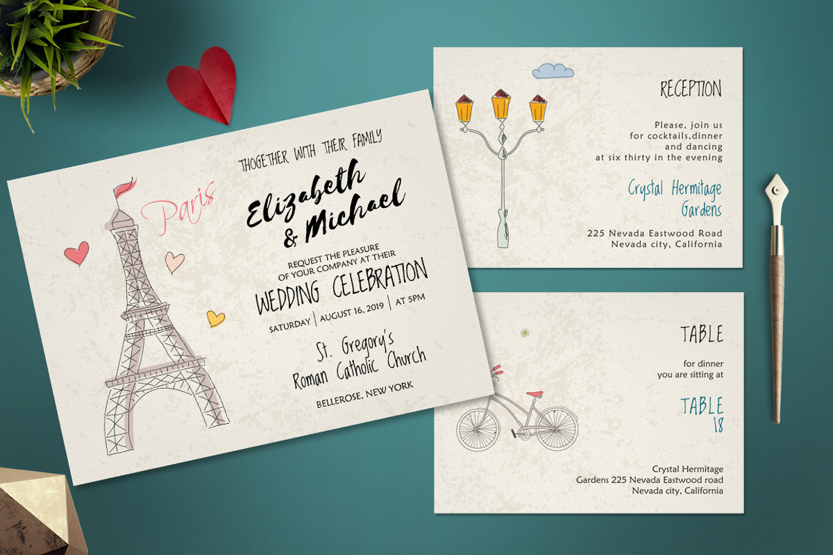 Love in Paris Wedding Invitation, an Invitation Template by Blush Roses ...