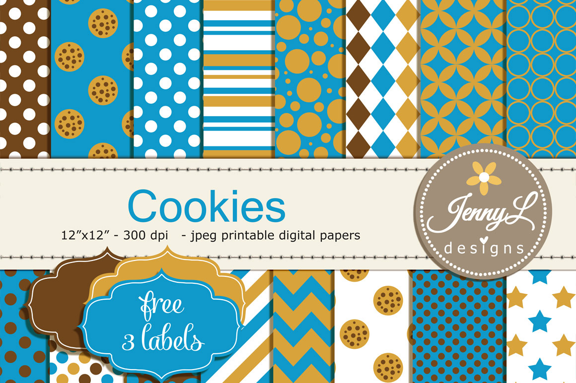 Cookie Digital Paper, a Pattern Graphic by JennyL Designs