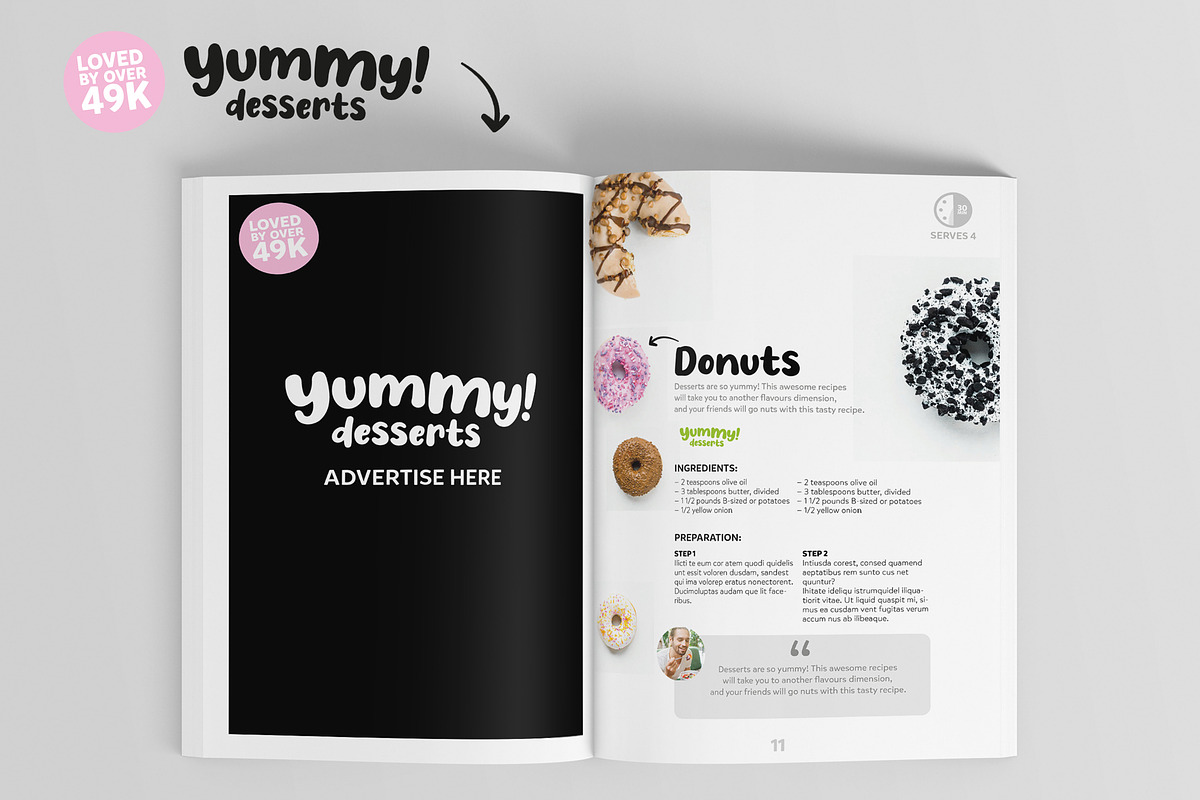 Desserts Cookbook Magazine Template, a Magazine Template by DeLaGranSiete