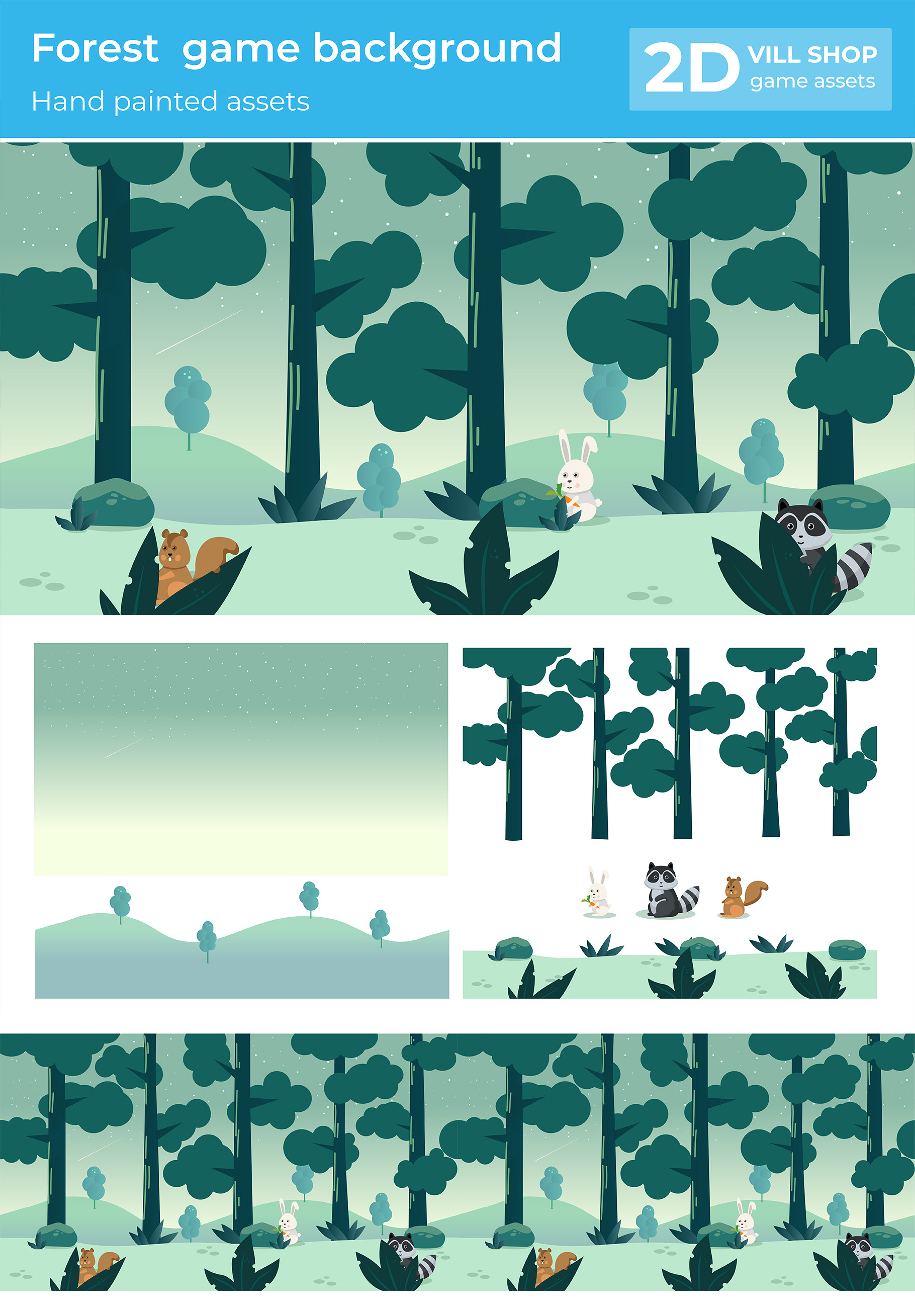 Forest Friends Background, an Animal Illustration by 2dvillShop