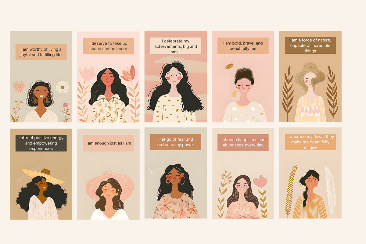 Women Empowering Affirmation Cards, a Person Illustration by Kaleidokika