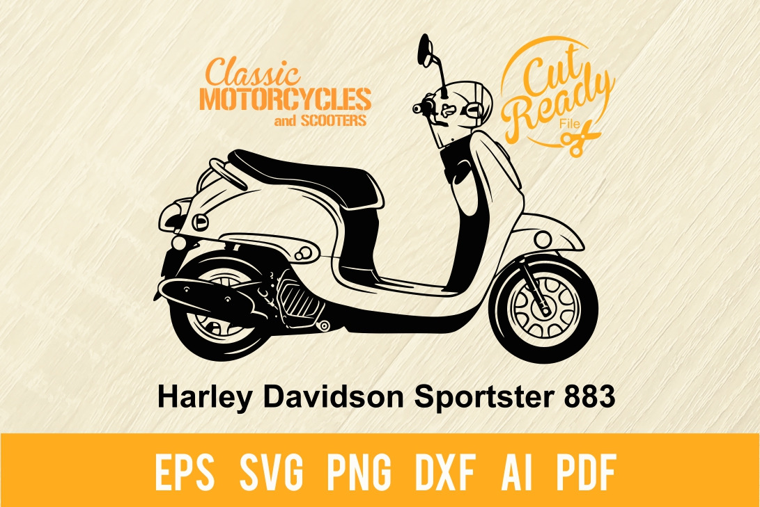 Sportster 883 SVG, a Transportation Illustration by Digital-Clipart
