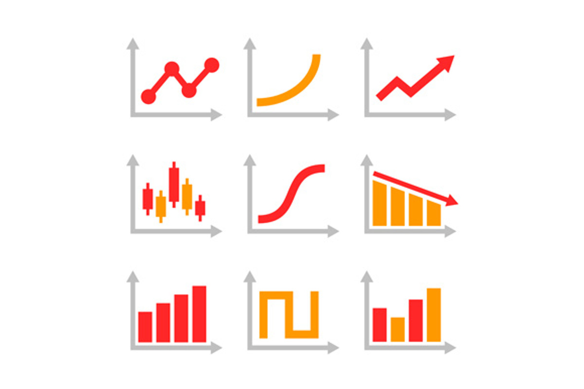 Color Graph Chart Icons Set, an Outline Icon by in8finity | Creative Market