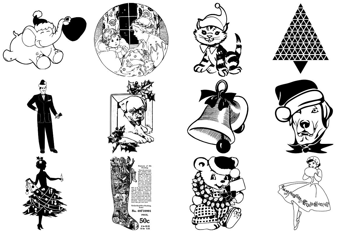 Retro Mid Century Christmas Vector, an Animal Illustration by ...