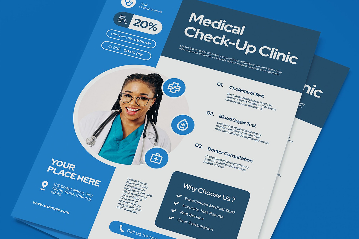 Medical Check-Up Clinic Flyer, a Flyer Template by graphicook