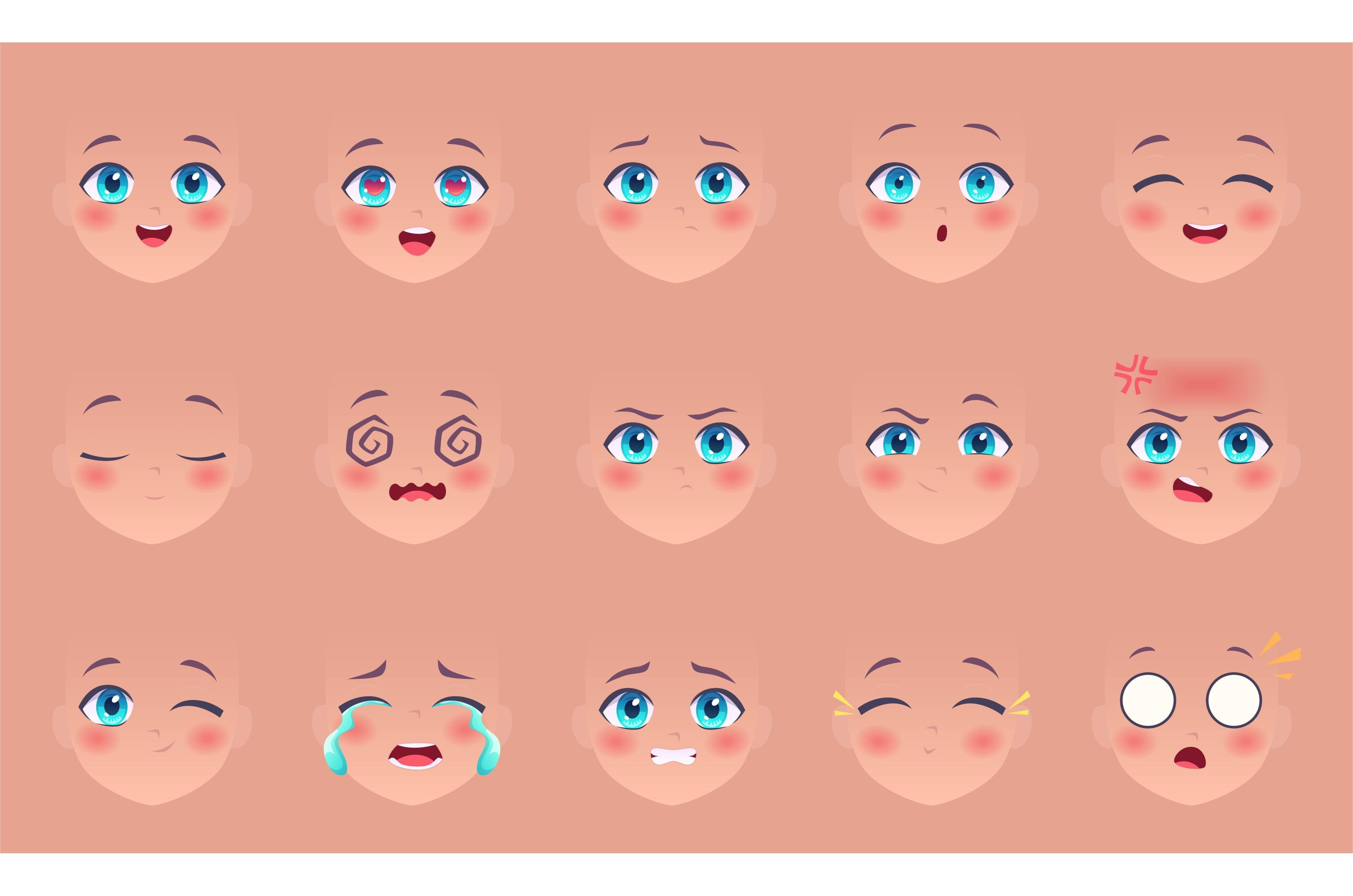 Anime faces. Manga eyes nose and, a Background Graphic by Onyx