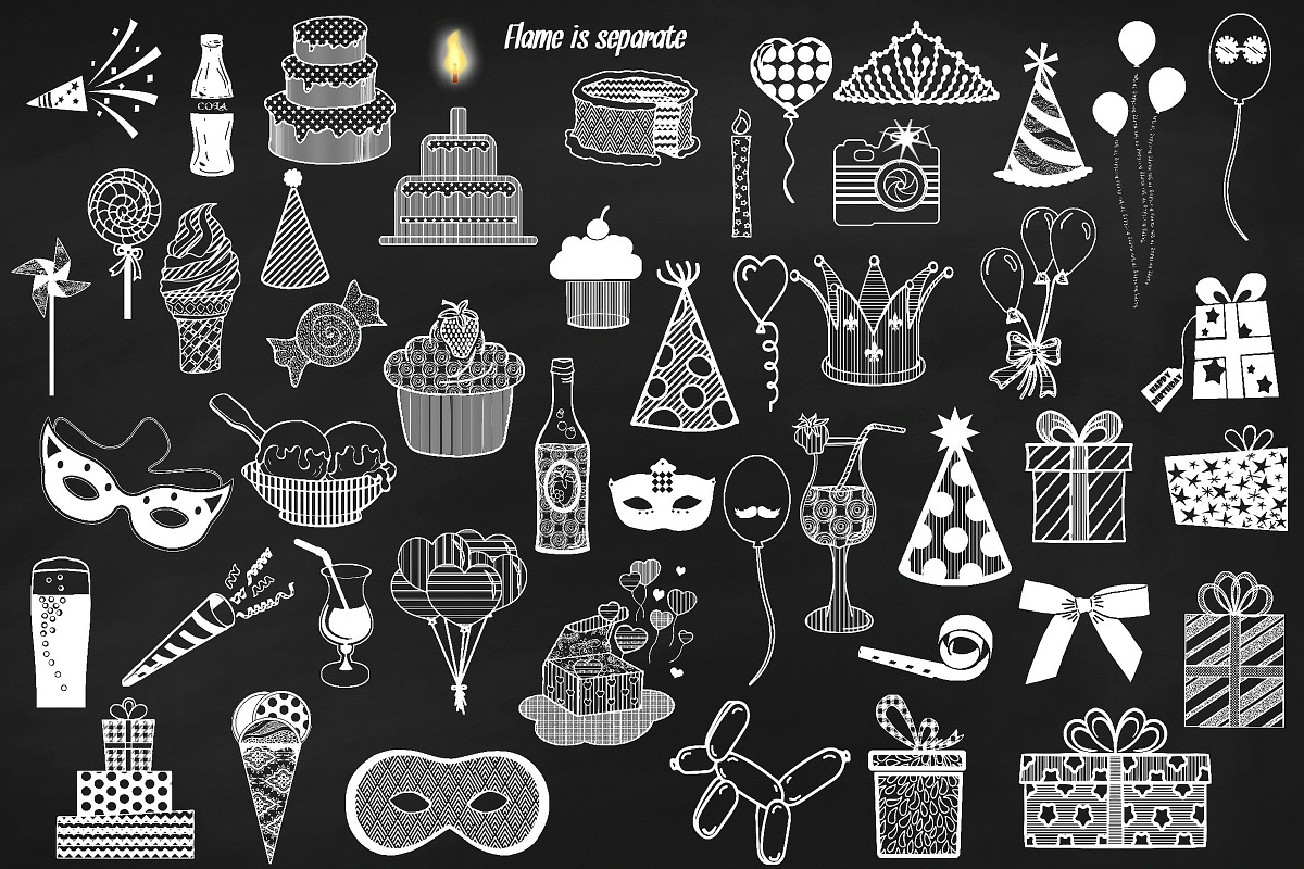 Chalk Birthday Megapack Clip Art, an Education Illustration by ...