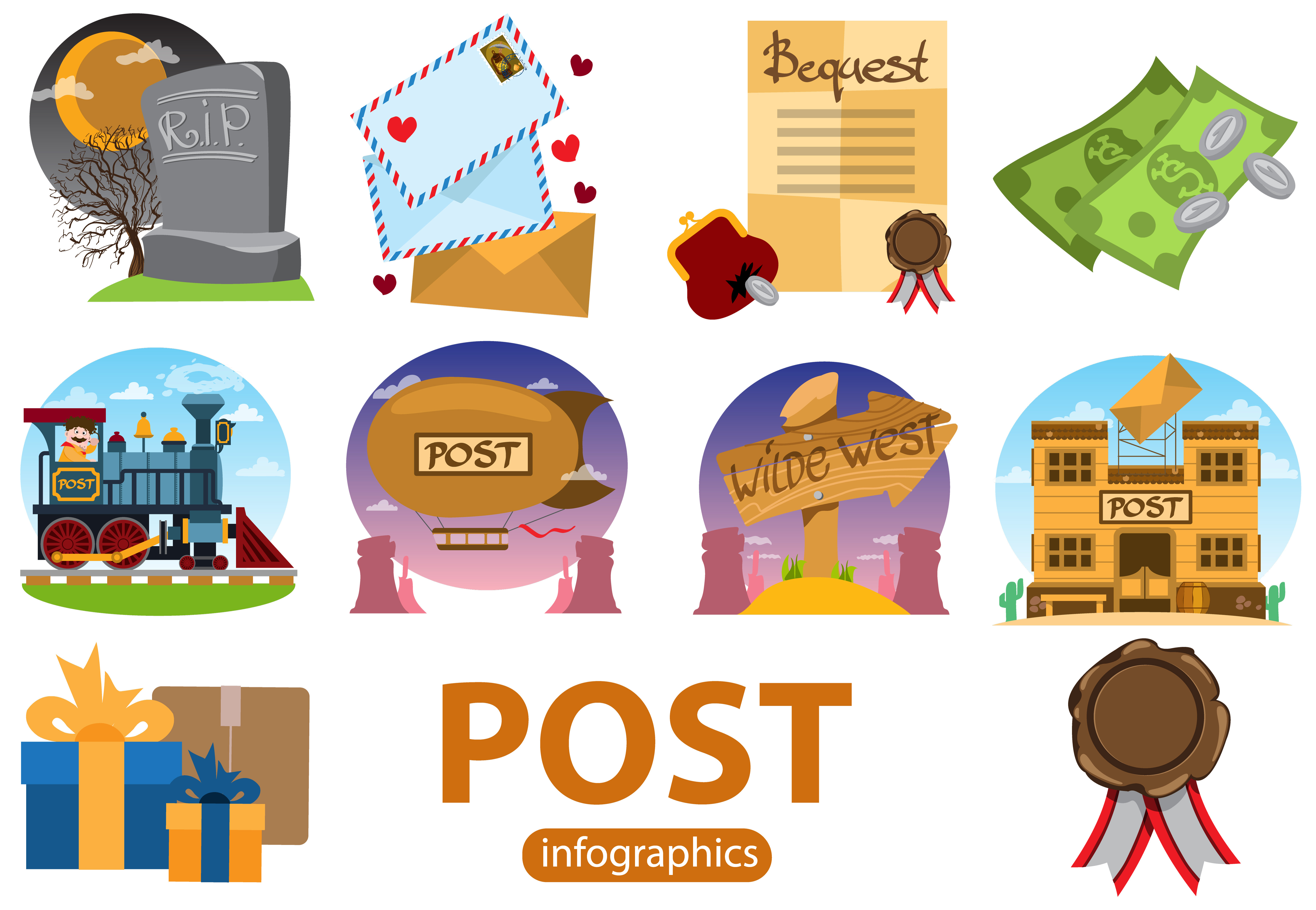 Post office. Infographics set, a Person Illustration by It's Time to ...