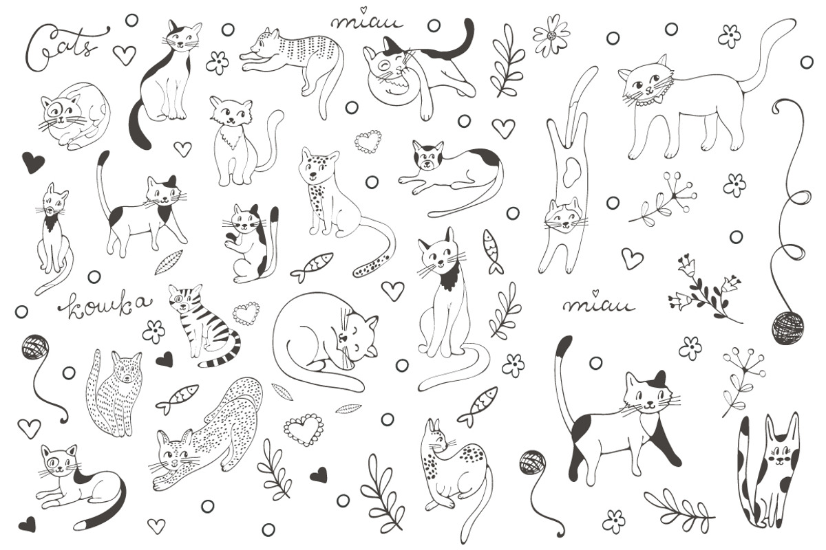 Cats, an Animal Illustration by Olillia