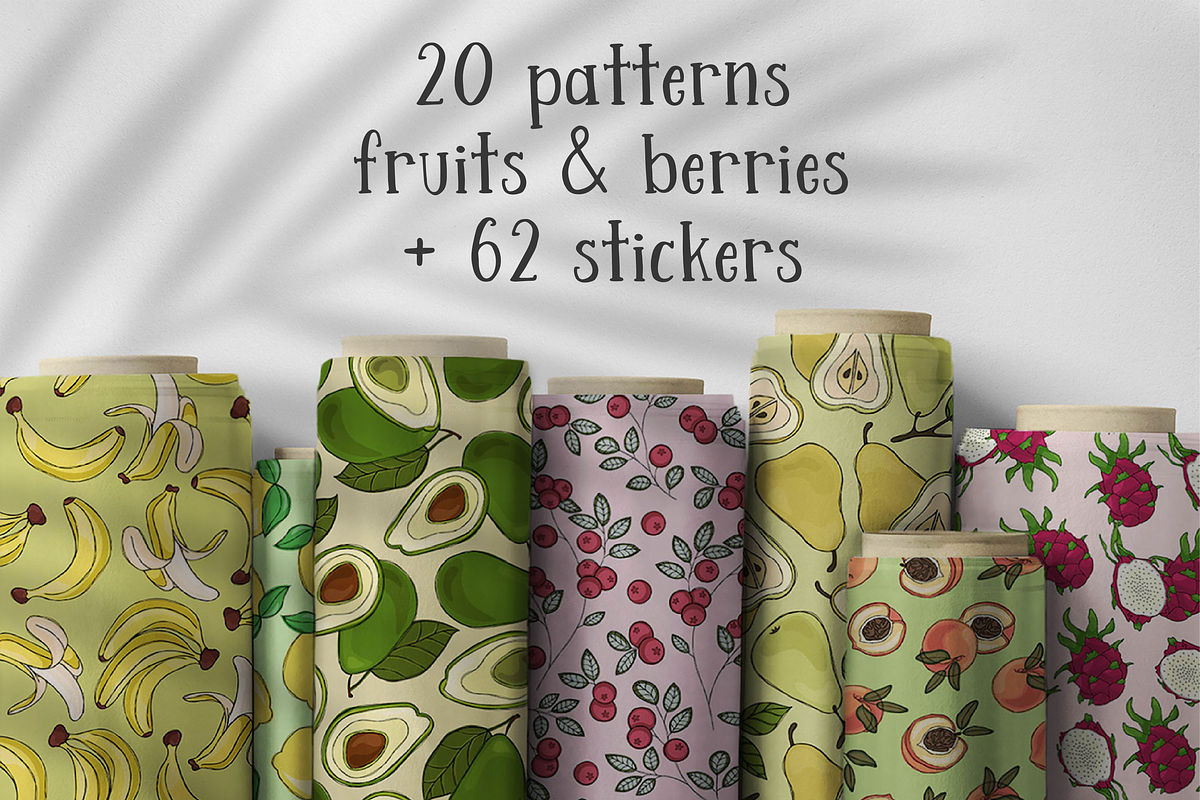 20 patterns of fruits and berries