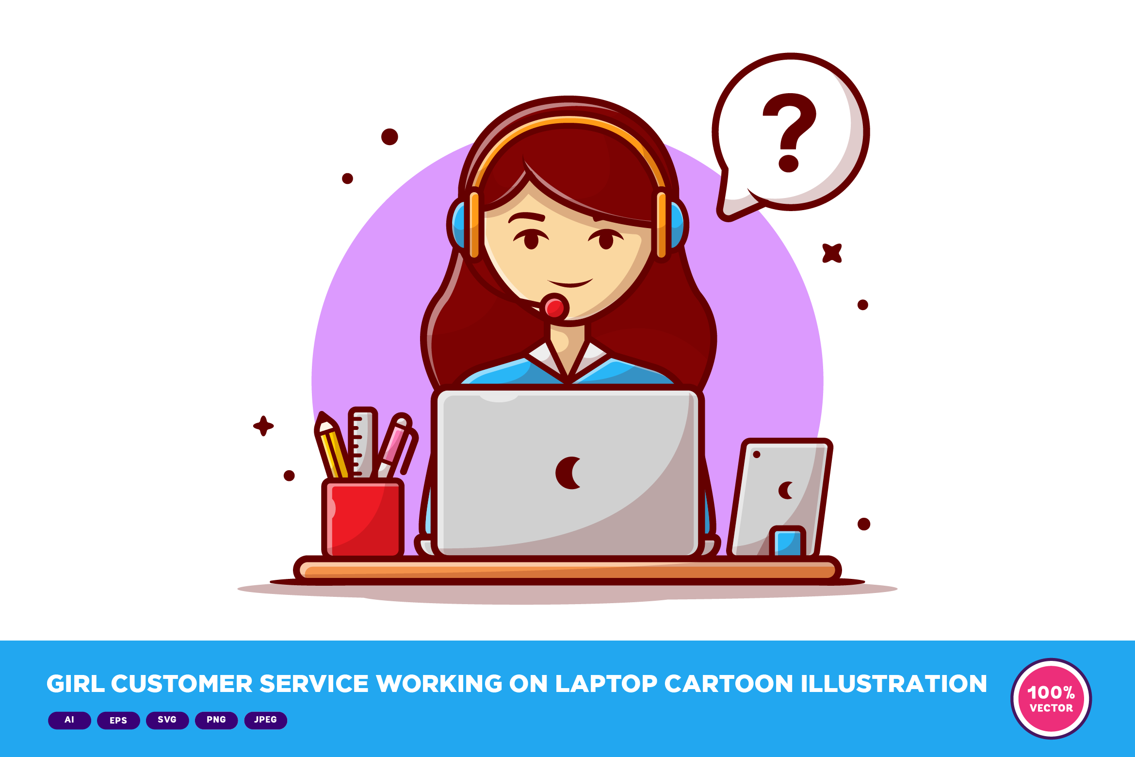 Girl Customer Service Working, a Person Illustration by Catalyst Labs