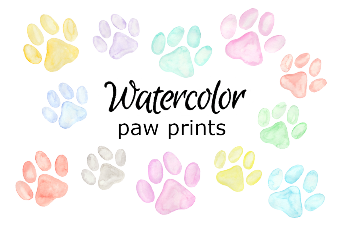 Paw Prints Watercolor Clipart, a Background Graphic by GoodFairyClipArt