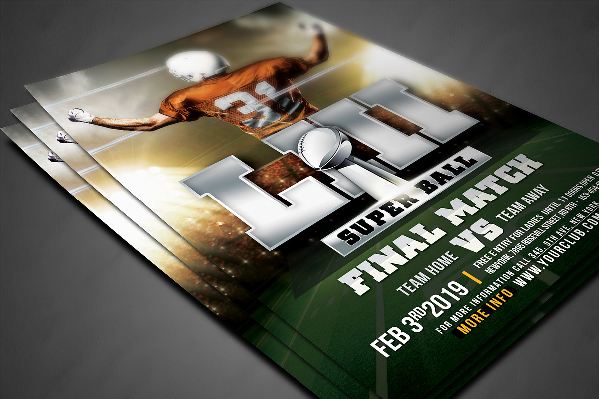 American Football Superball Flyer, a Flyer Template by AfzaalGraphics