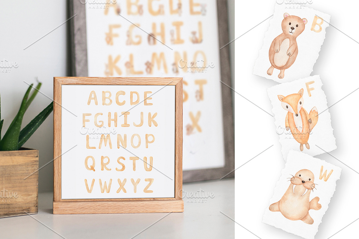 Watercolor Animal Alphabet, an Education Illustration by MayaNavits