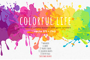 Colorful life: vector splatters set | Background Graphics ~ Creative Market
