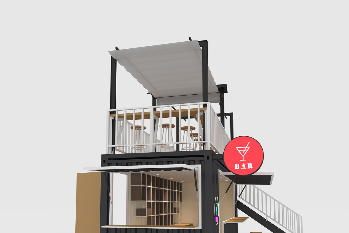3D Model Container Bar | Creative Market